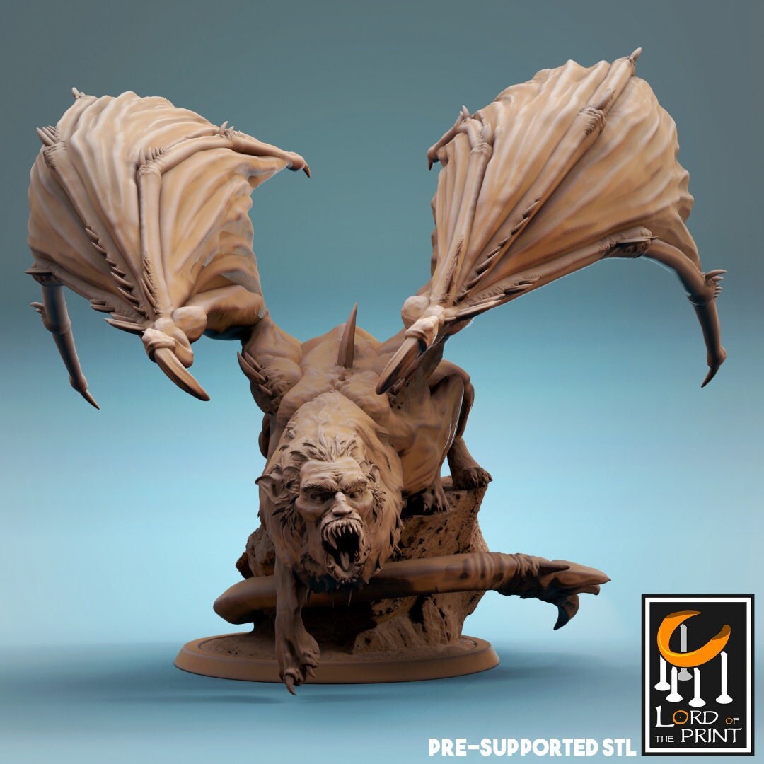 Manticore Miniature From Lord of the Print for Ttrpgs - Etsy