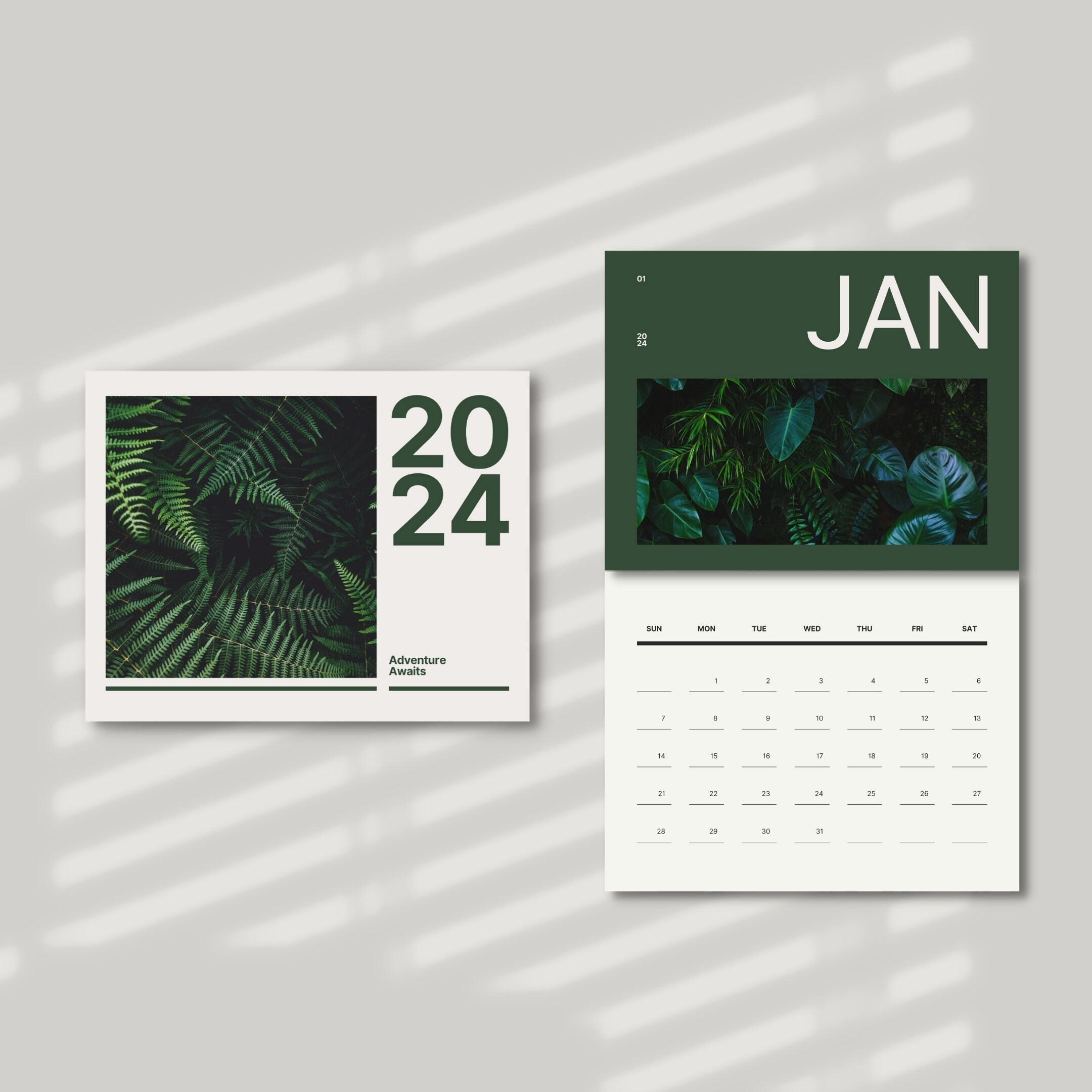 2024 Calendar for Plant and Nature Lovers, Leaf Theme Calendar ...