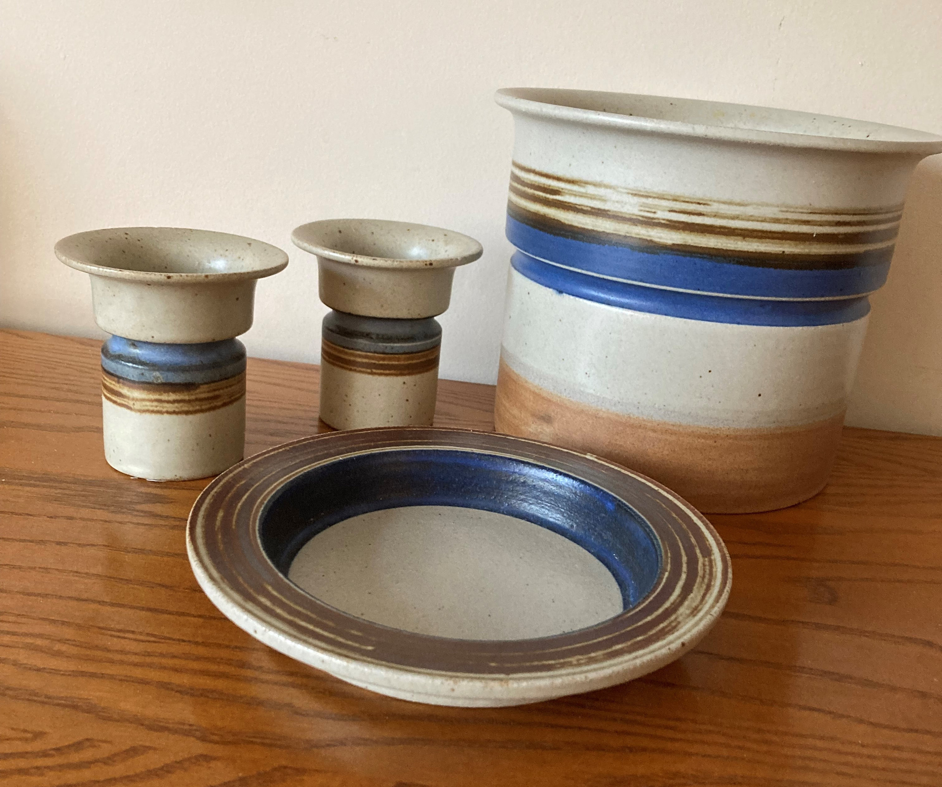 Knabstrup Keramik, Denmark Pottery Set Planter, Candle Holders, Candy ...