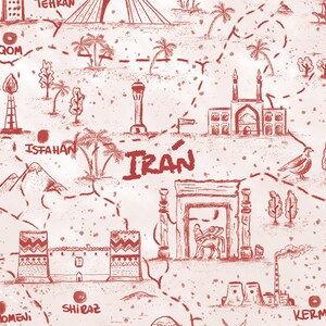 Map of Iran Illustrated - Poster for Print / Digital / Size: 70 X 50 CM ...