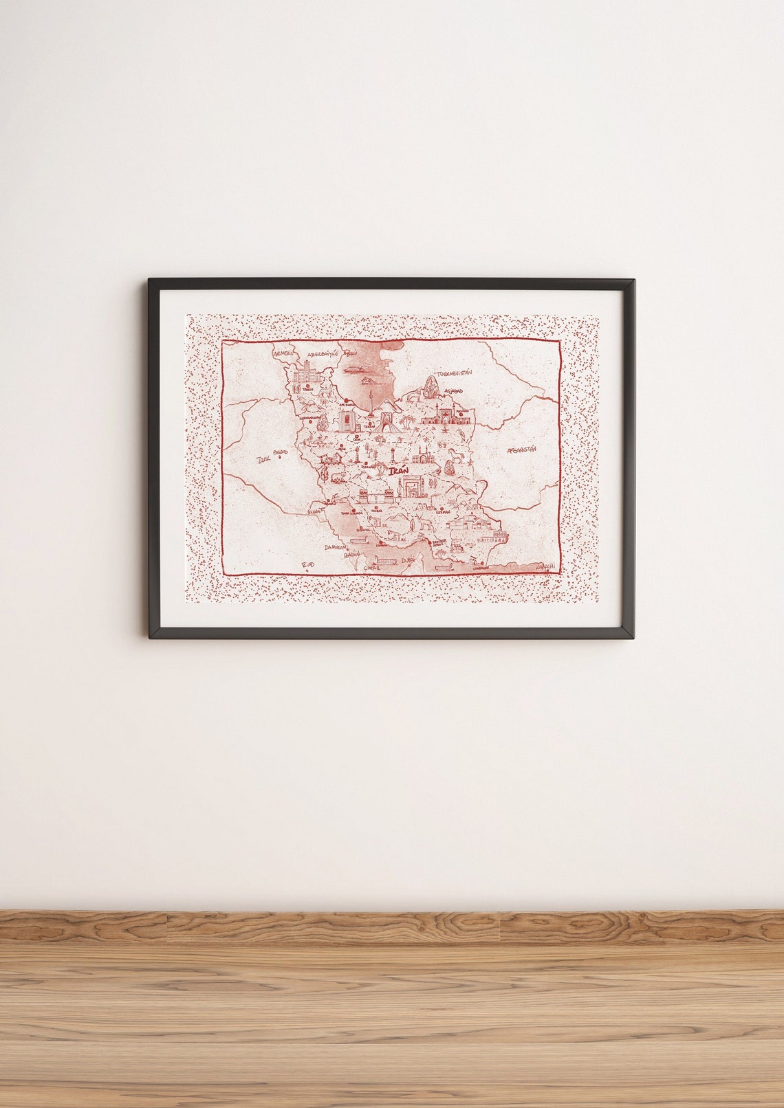 Map of Iran Illustrated - Poster for Print / Digital / Size: 70 X 50 CM ...