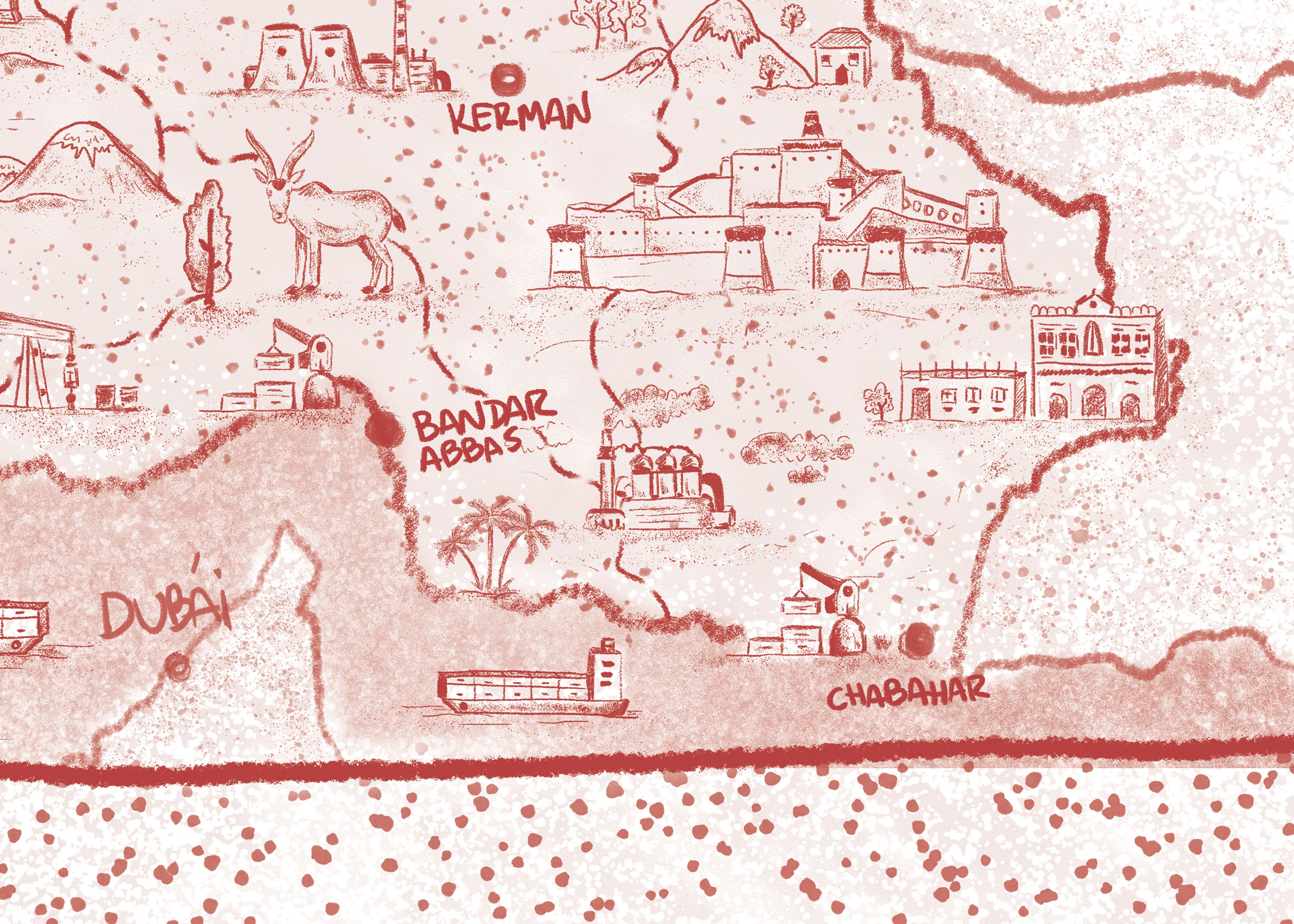 Map of Iran Illustrated - Poster for Print / Digital / Size: 70 X 50 CM ...