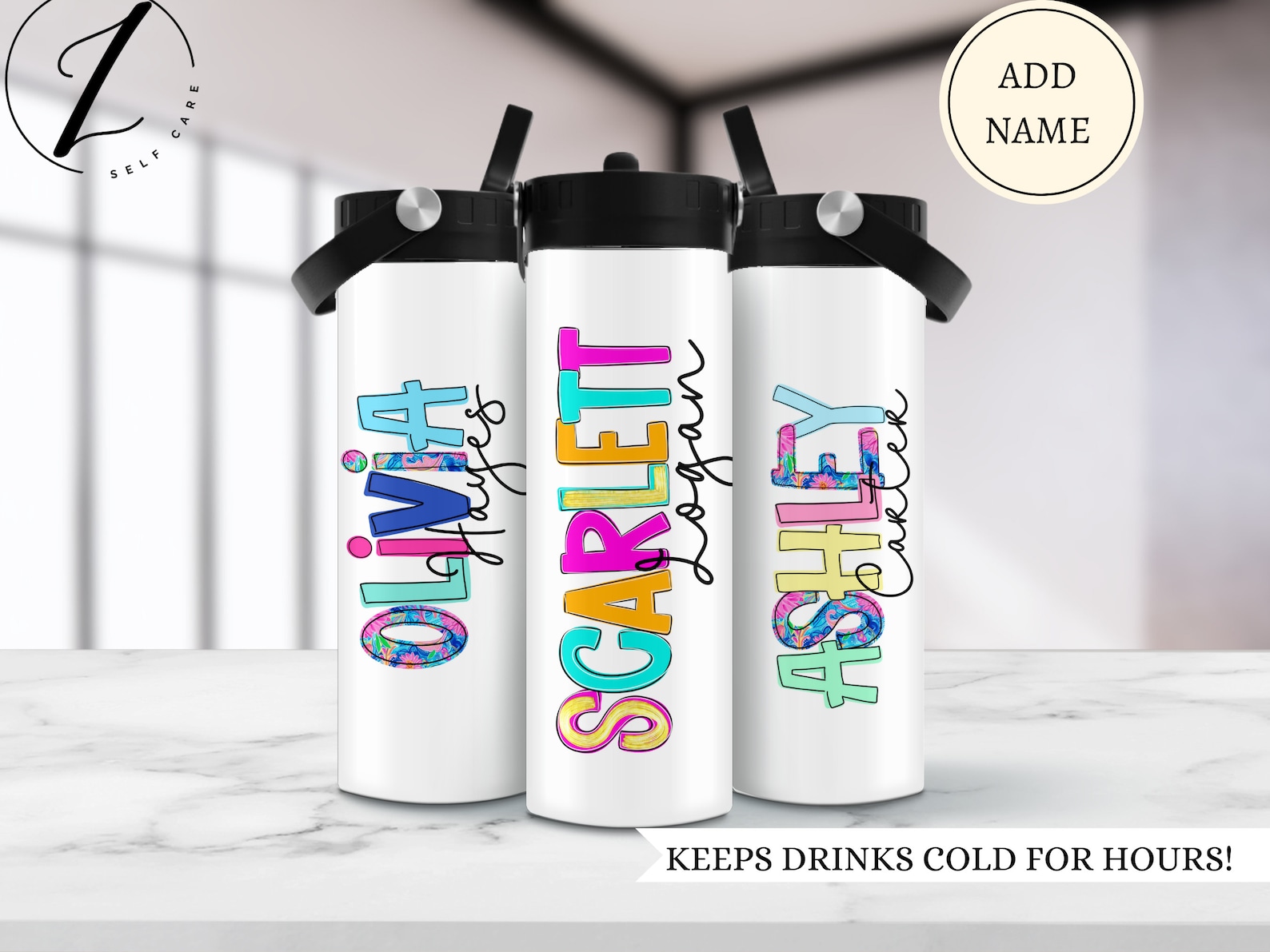 Personalized Kids Water Bottle With Name, Colorful Water Bottle for ...