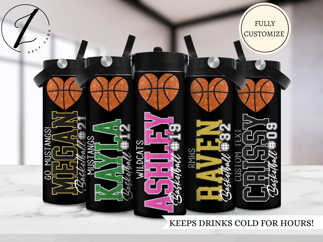 Custom Girls Basketball Team Water Bottles, Cup for Basketball Player ...