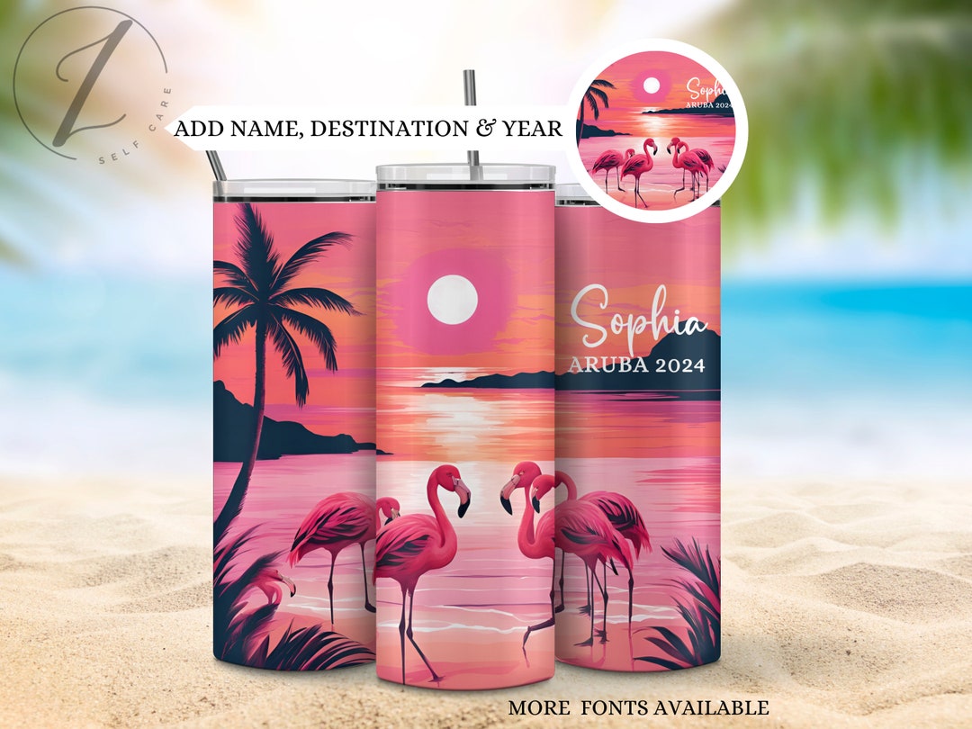 Aruba Vacation Tumbler, Flamingo Beach Aruba, Custom Girls Trip Cups ...