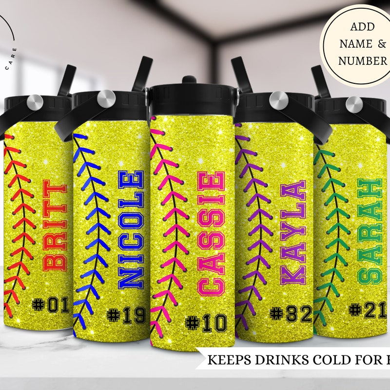 Softball Water Bottle - Etsy
