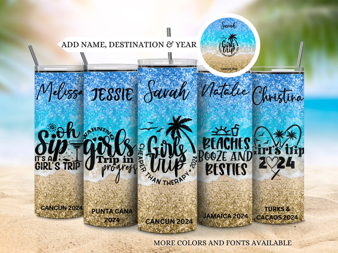 Girls Trip Vacation Tumblers, Matching Birthday Vacation Tumblers, Girl ...