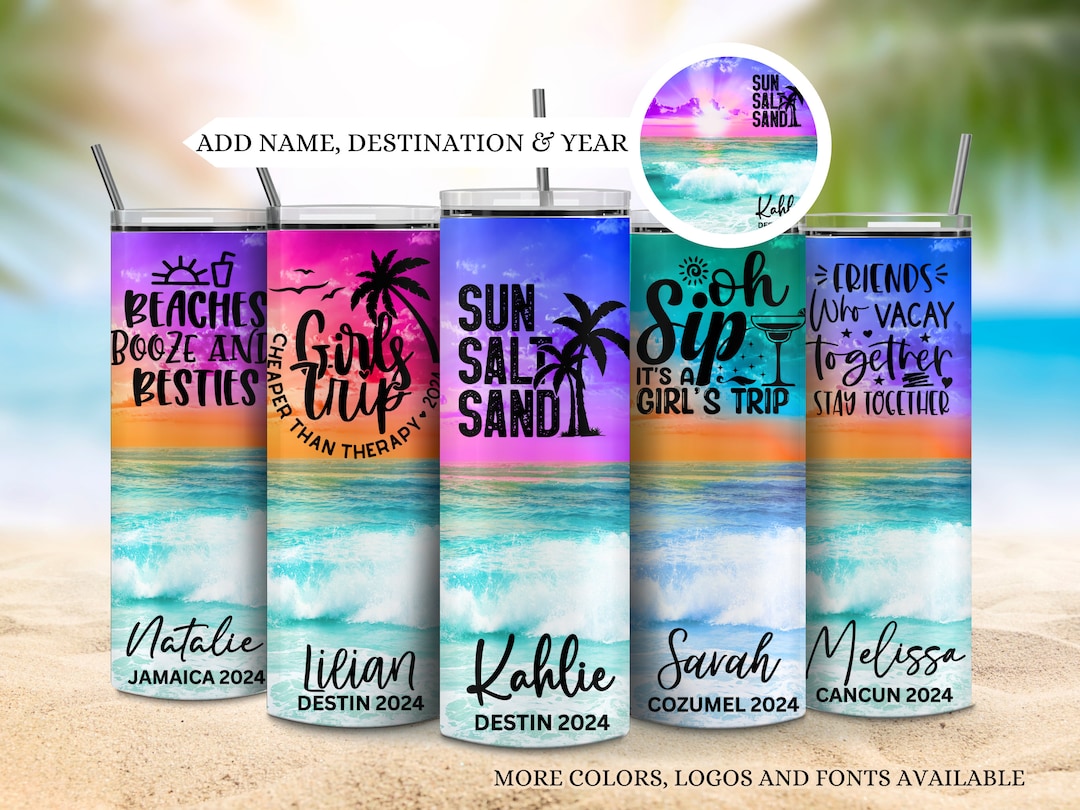 Girls Trip Vacation Tumblers, All Girls Matching Tumblers, Beach Sunset ...