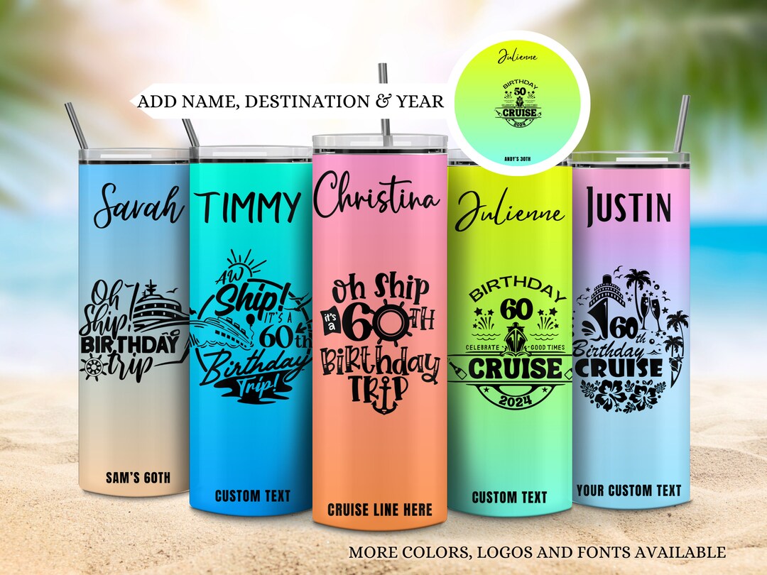 Cruise Vacation Tumblers, 60th Birthday Cruise Cups, Family Vacation ...