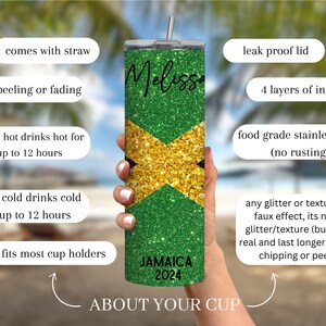Jamaica Vacation Tumbler, Custom Girls Trip Jamaica Flag Tumbler ...