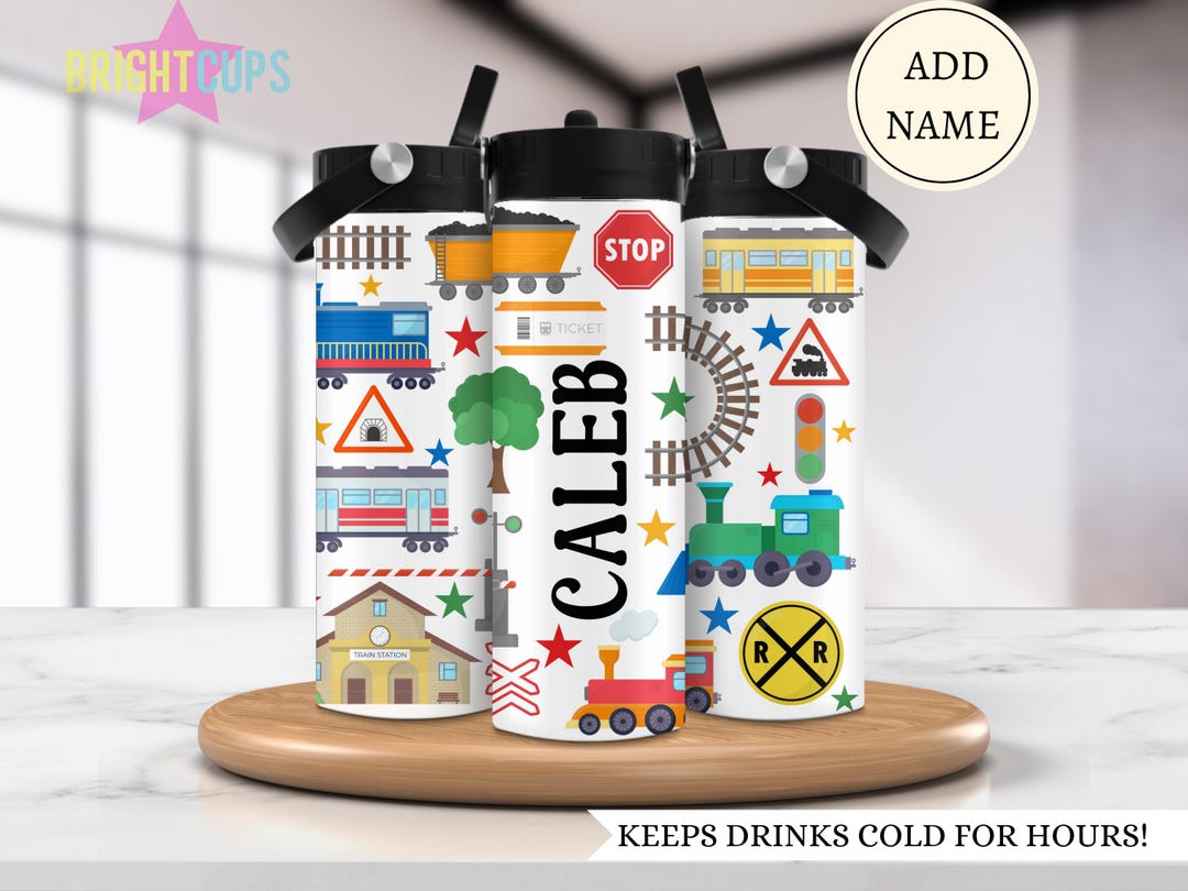 Train Water Bottle With Name, Gift for Boy Who Loves Trains, Gift for ...