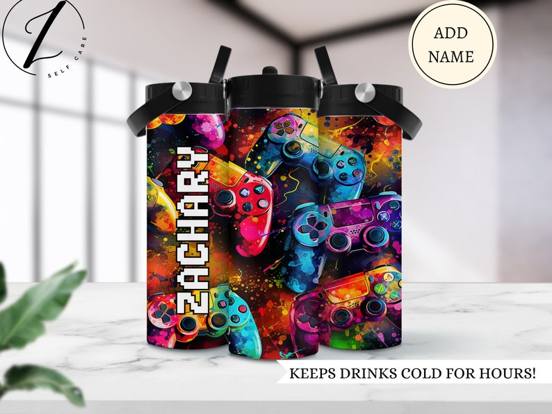 Gamer Water Bottle for Son, Custom Game Controller Water Bottle With ...