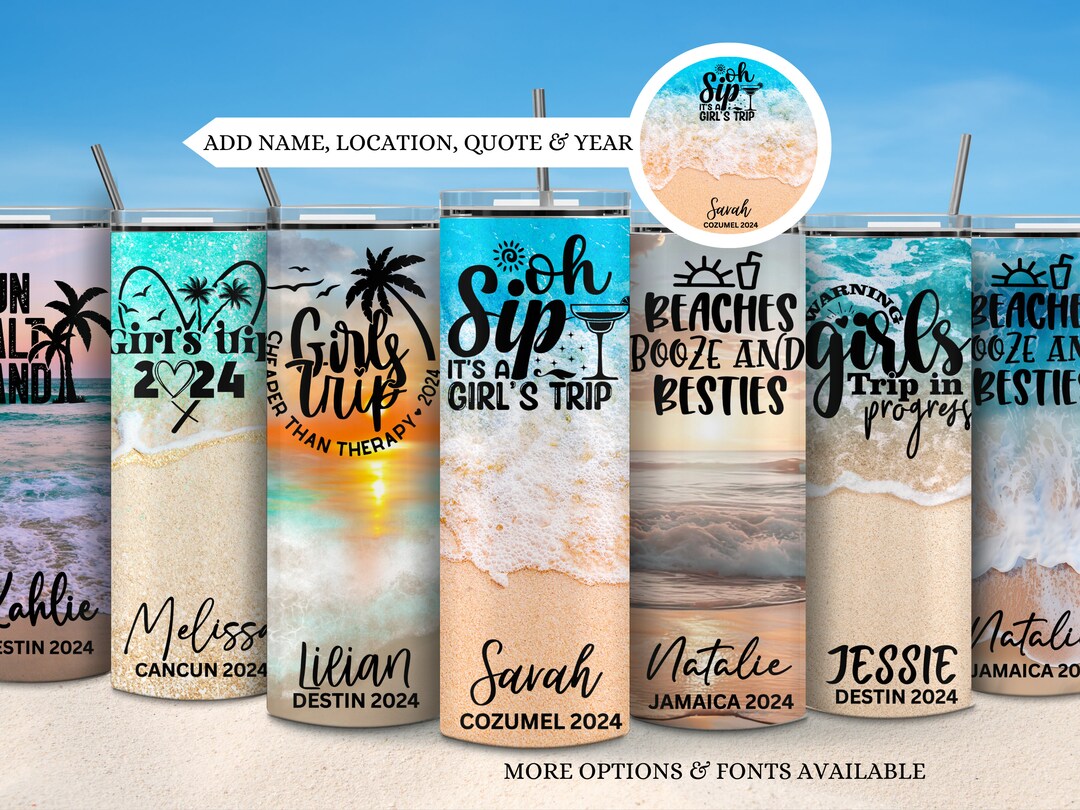 Girls Group Trip Tumblers, Bachelorette Vacation Tumblers, Matching ...