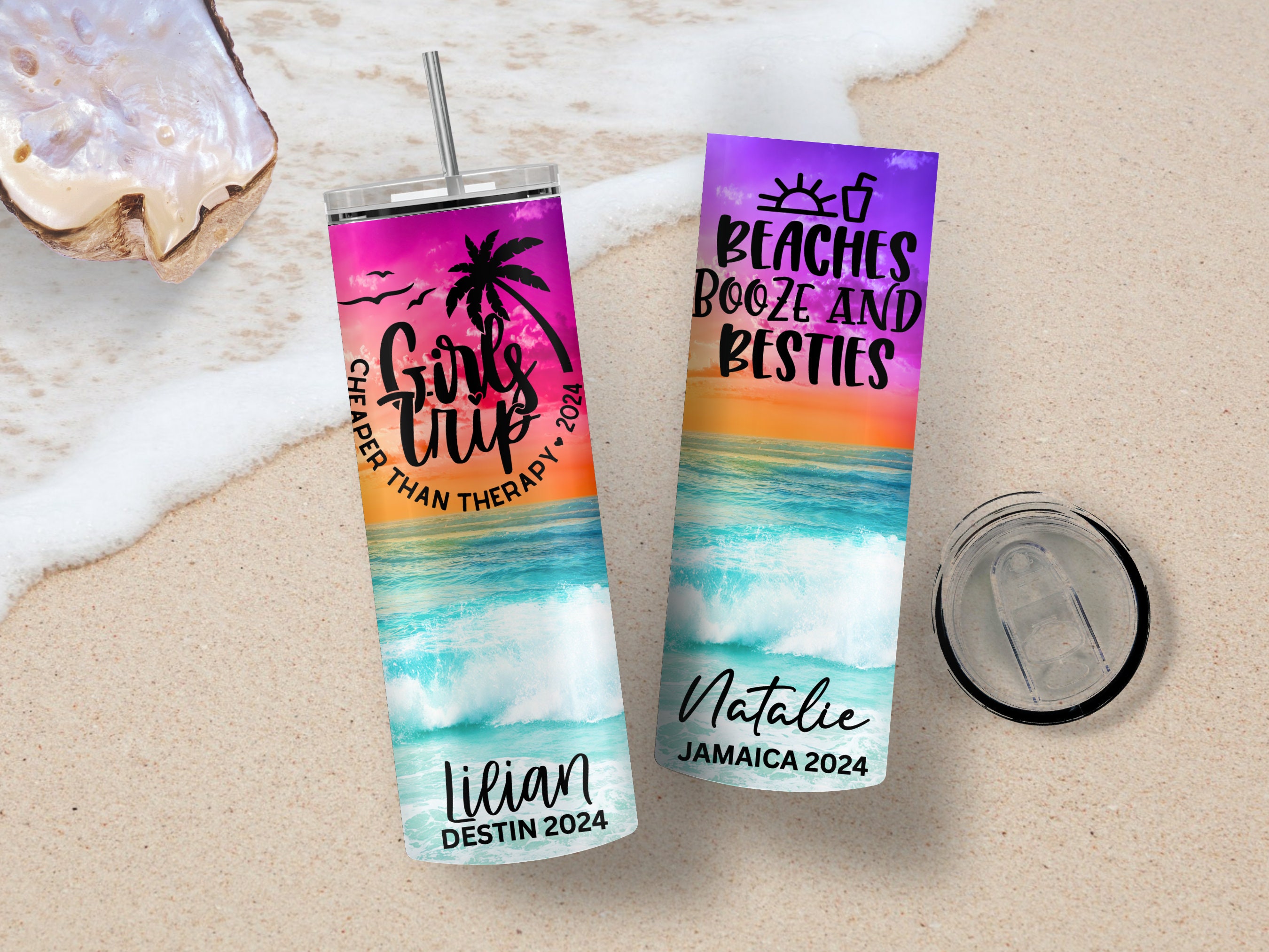 Girls Trip Vacation Tumblers, All Girls Matching Tumblers, Beach Sunset ...