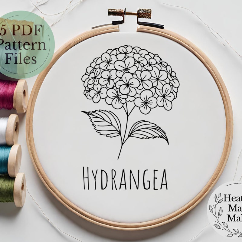 Hydrangea Embroidery - Etsy