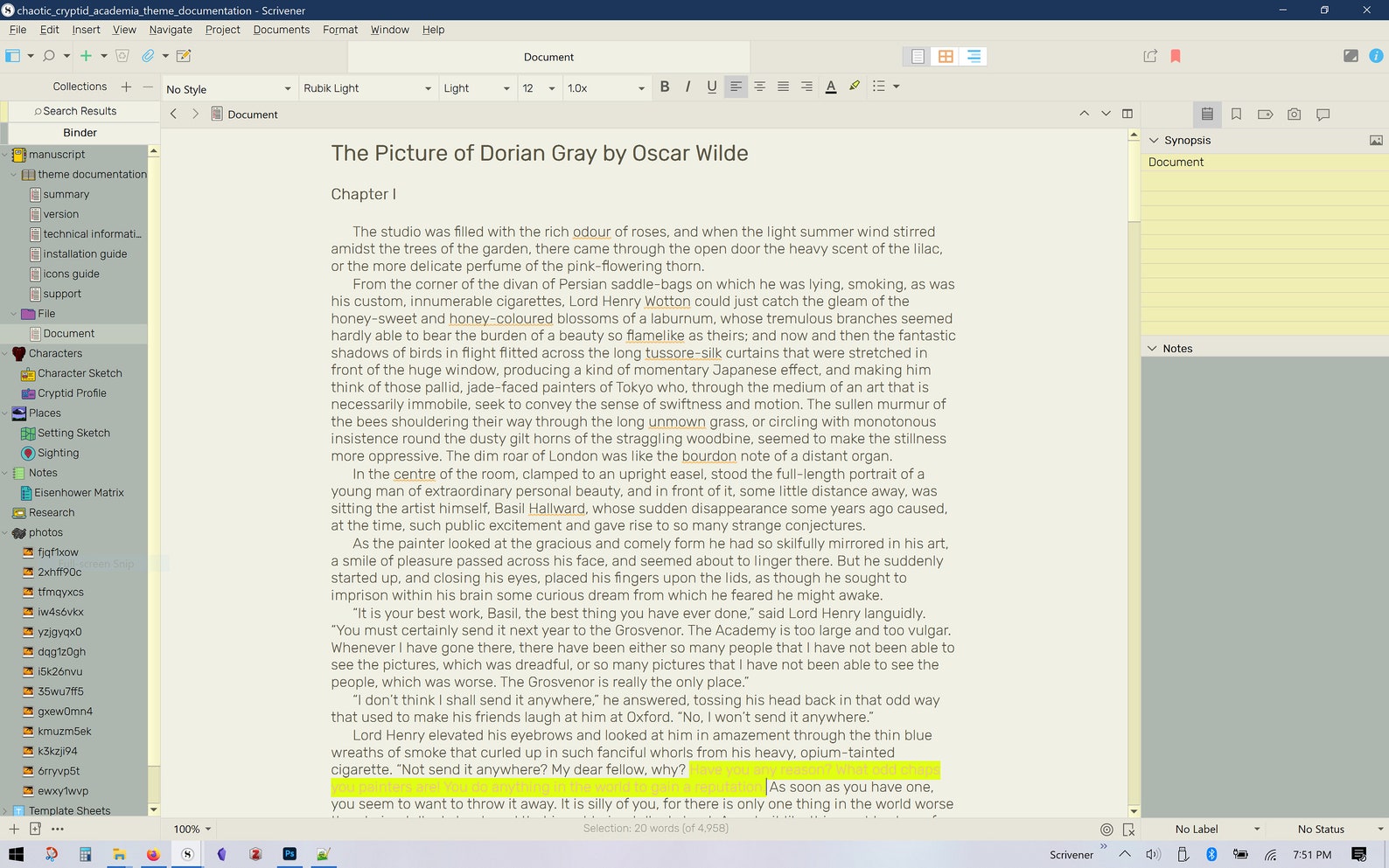 Chaotic Cryptid Academia Aesthetic Scrivener 3 Theme for Windows - Etsy