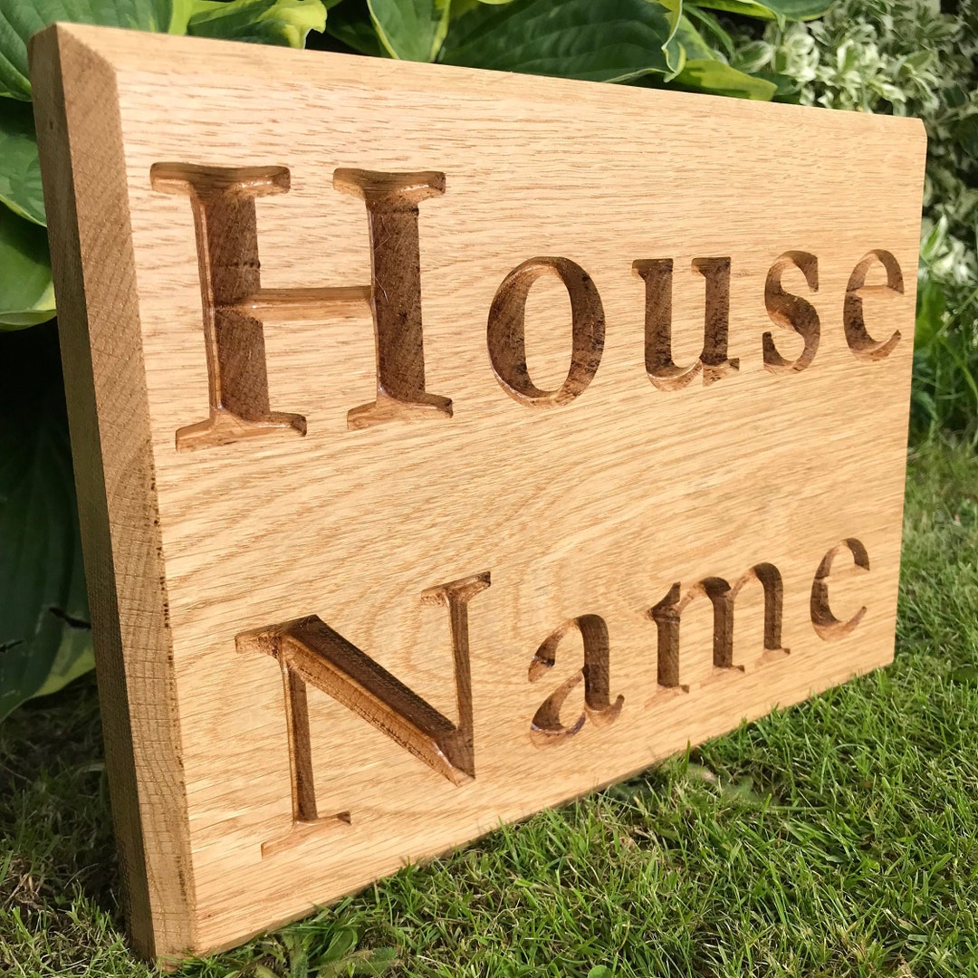 Personalised Oak House Name Sign, Bespoke Sign, Door Sign, House Number ...