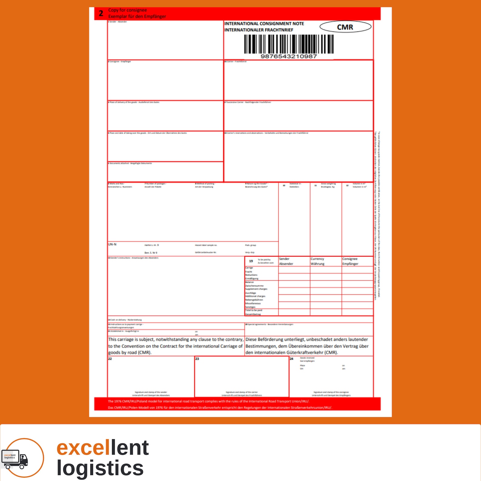 CMR Vorlage Excel - Etsy.de