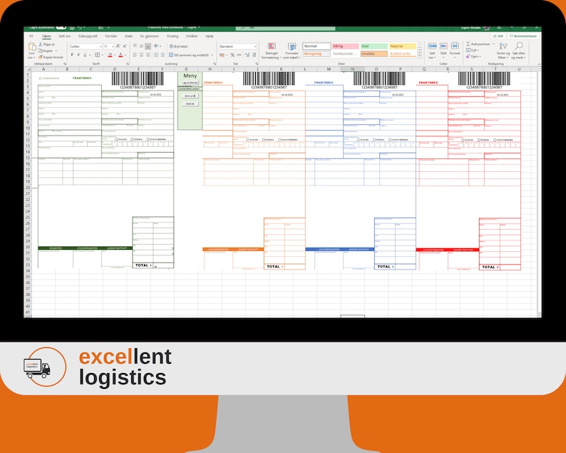 Norsk Standard Fraktbrev Mal, Excel. - Etsy