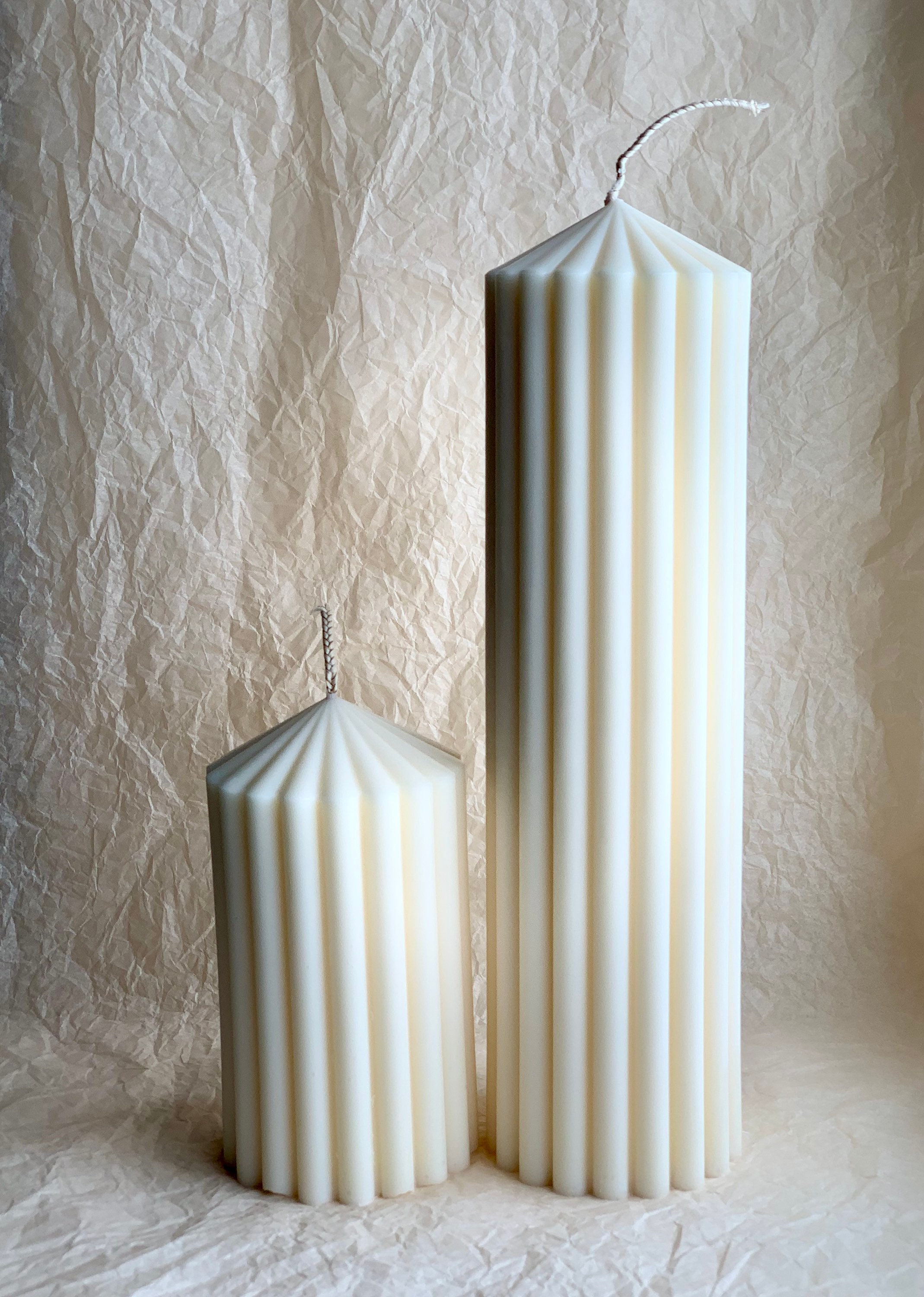 Ribbed Candle Church Candle Tall Candles Cylinder Candle - Etsy