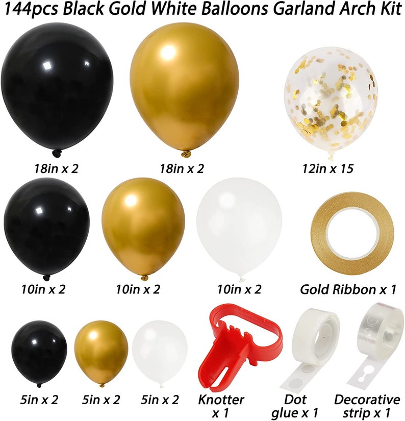 144pcs Black and Gold Balloon Garland Arch Kit 5 10 12 18 - Etsy