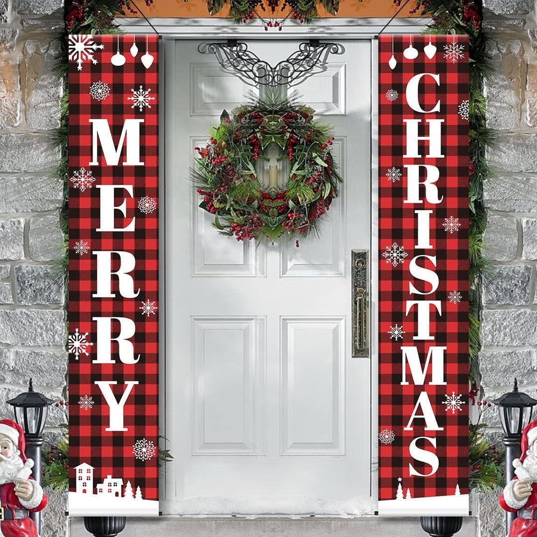 Christmas Set of 2 Porch Signs, Red Black Buffalo Plaid - Etsy