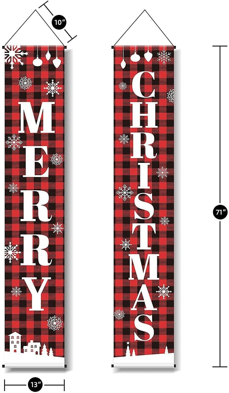 Christmas Set of 2 Porch Signs, Red Black Buffalo Plaid - Etsy