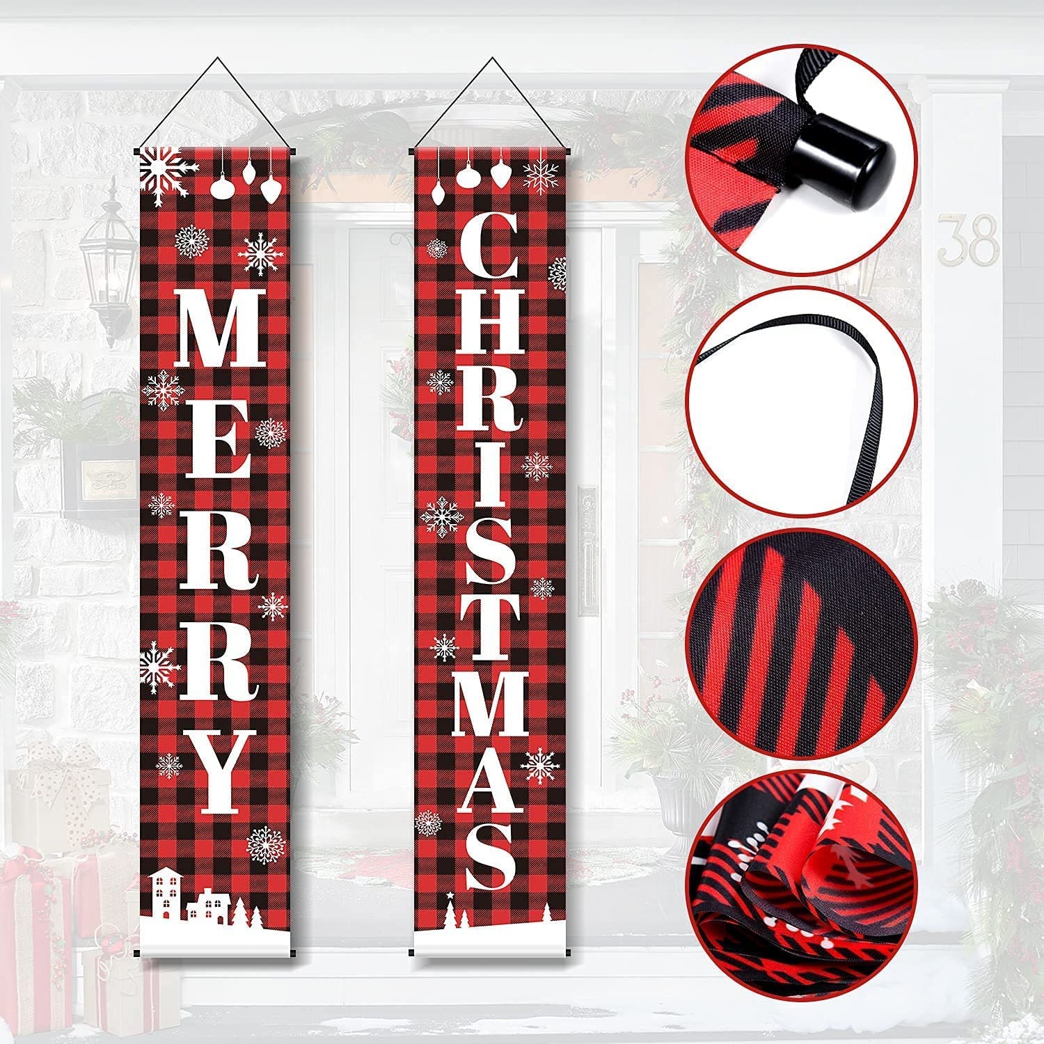 Christmas Set of 2 Porch Signs, Red Black Buffalo Plaid - Etsy