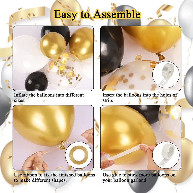 144pcs Black and Gold Balloon Garland Arch Kit 5 10 12 18 - Etsy