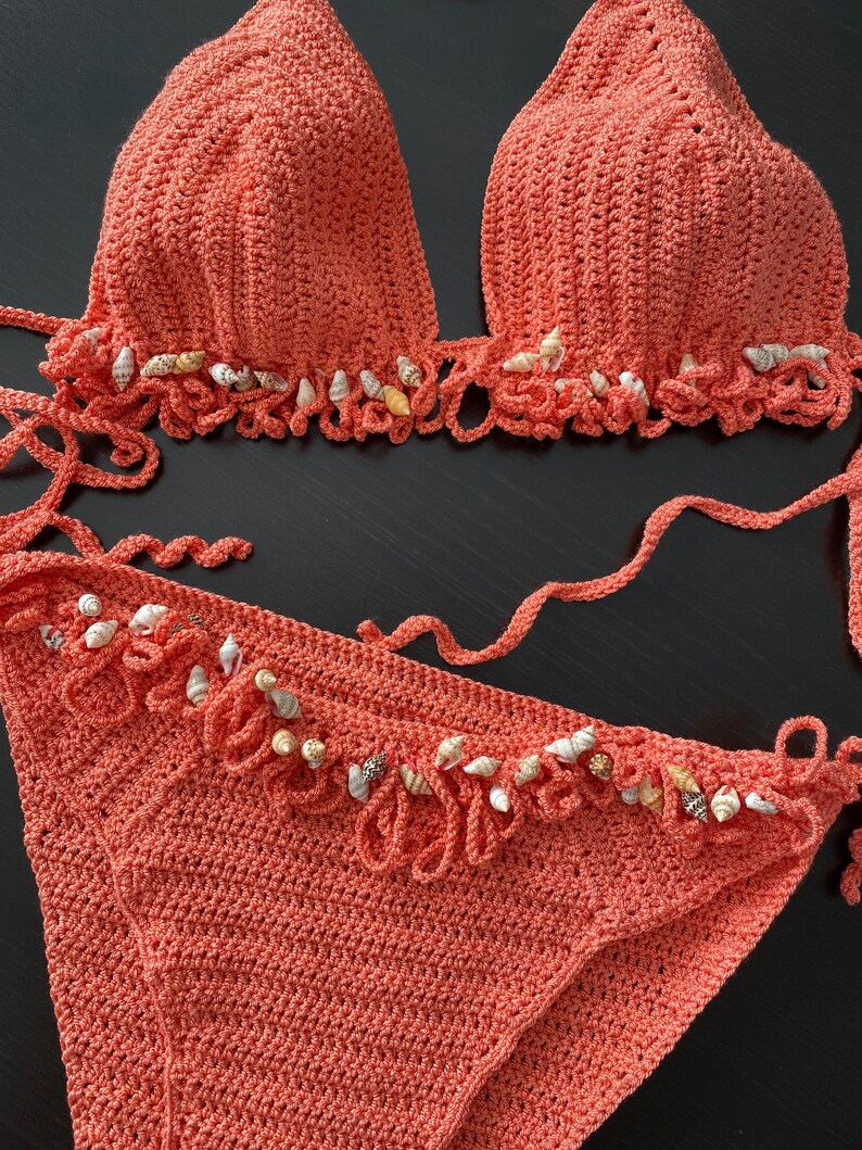 Crochet Bikini Set Sexy Bikini Coral Bikini Handmade Etsy