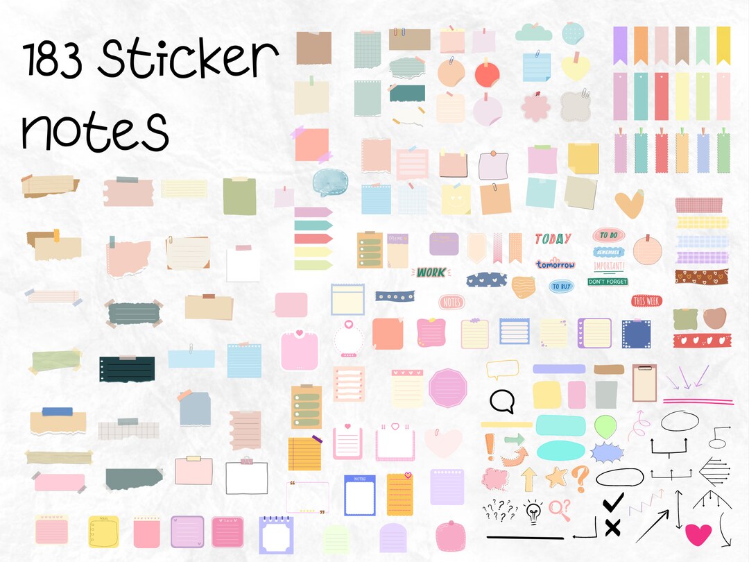 Sticker Notes Digital Sticker for Planner, Notes, Diaries... - Etsy