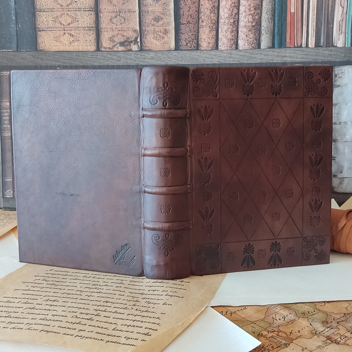 Handbound Hardcover Genuine Leather Journal Antique Look Notebook Blank ...
