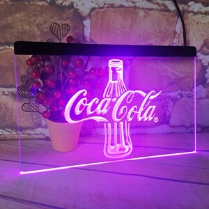 Coca Cola, Coca Cola Sign, Neon LED Sign, Acrylic, Coke Bottle, Hanging ...