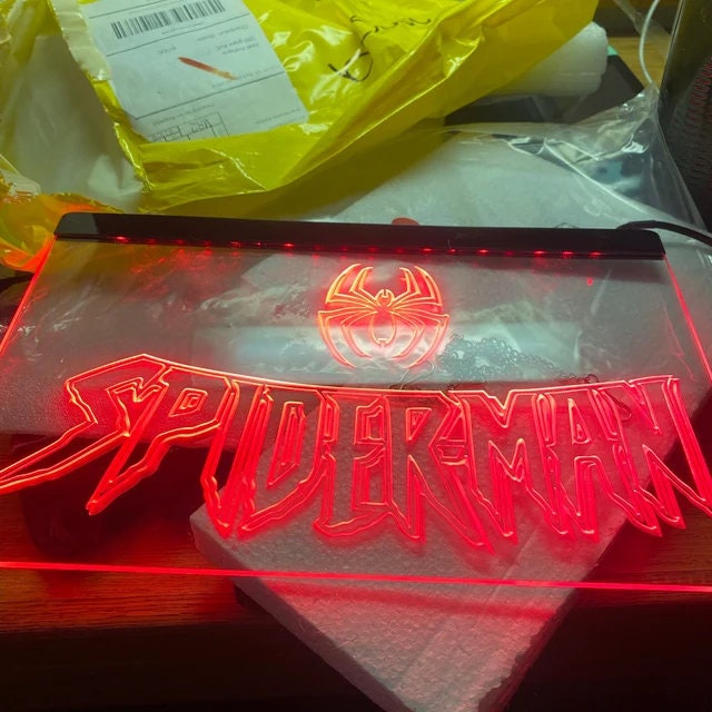 Spider-man LED Sign Light Neon Acrylic Carved Hanging Wall - Etsy
