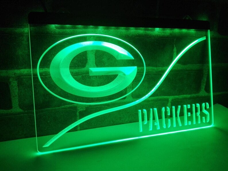 Green Bay Packers LED Sign Light Game Neon Acrylic Carved - Etsy