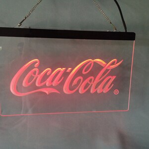 Coca Cola, Coca Cola Sign, Neon LED Sign, Acrylic, Coke Bottle, Hanging ...