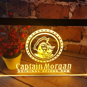 Captain Morgan LED Sign Light Neon Acrylic Carved Hanging Wall Mancave ...