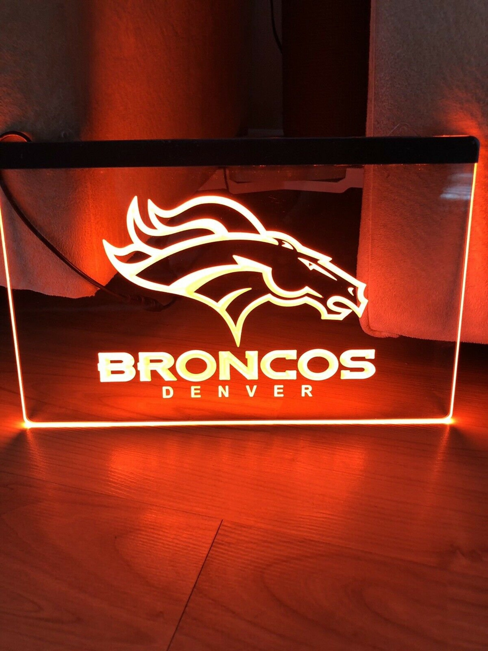 Denver Broncos LED Sign Light Game Neon Acrylic Carved Hanging - Etsy