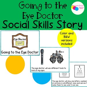 Going to the Eye Doctor Social Skills Story, Optometrist Social Skills ...