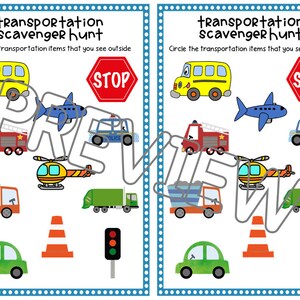 Printable Transportation Theme Activity, Vehicle Activities, Preschool ...