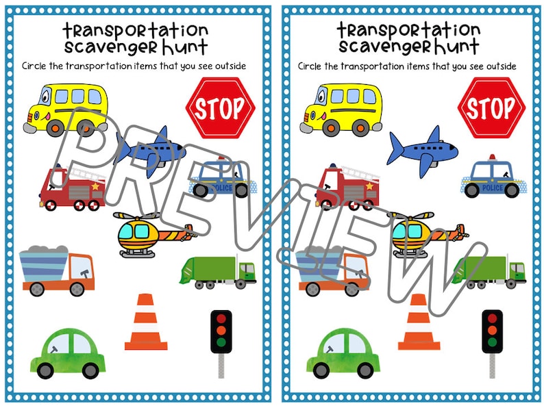Printable Transportation Theme Activity, Vehicle Activities, Preschool ...