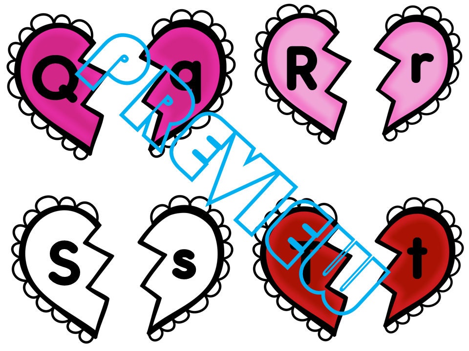 Heart Letter Matching Game, Printable Valentine's Day Game, Uppercase ...