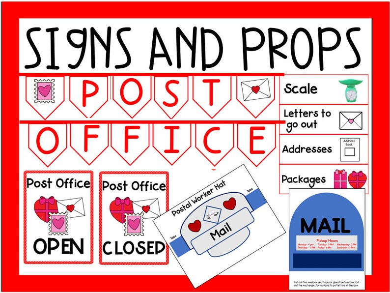 Valentine's Day Dramatic Play Set, Valentine's Day Post Office, Post ...