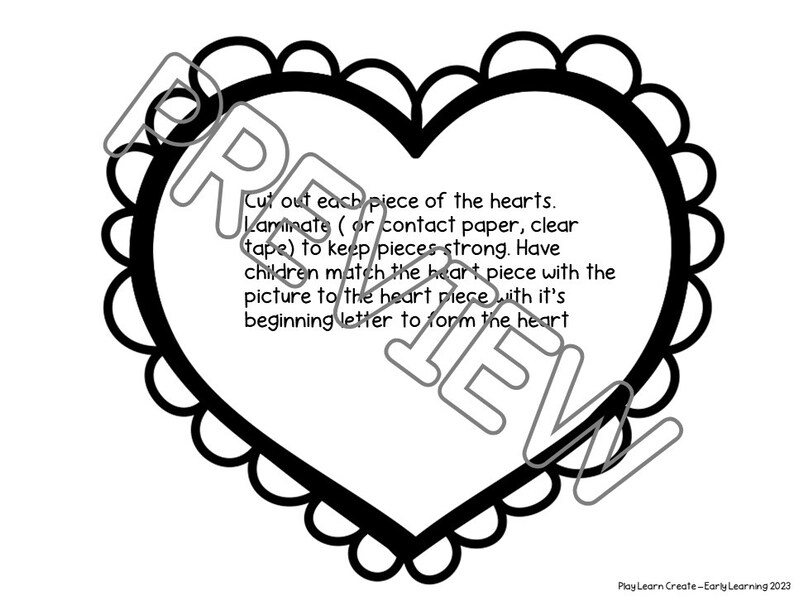 Printable Beginning Letter Sound Game, Heart Puzzles Game, Valentine's ...