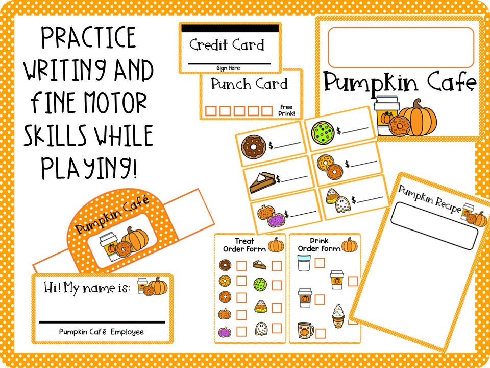 Pumpkin Cafe Dramatic Play Set, Halloween Dramatic Play, Coffee Shop ...