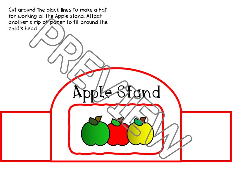 Apple Stand Dramatic Play Set, Printable Apple Activities, Dramatic ...