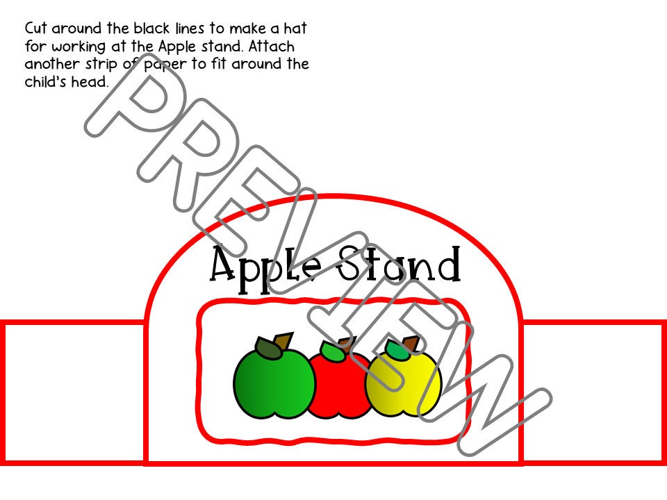 Apple Stand Dramatic Play Set, Printable Apple Activities, Dramatic ...