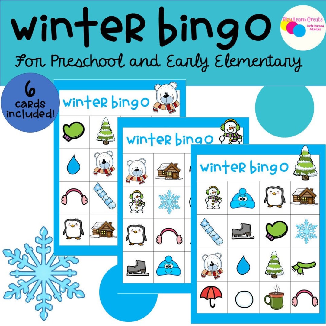 Winter Theme Bingo Game, Toddler Games, Preschool Games, Christmas ...