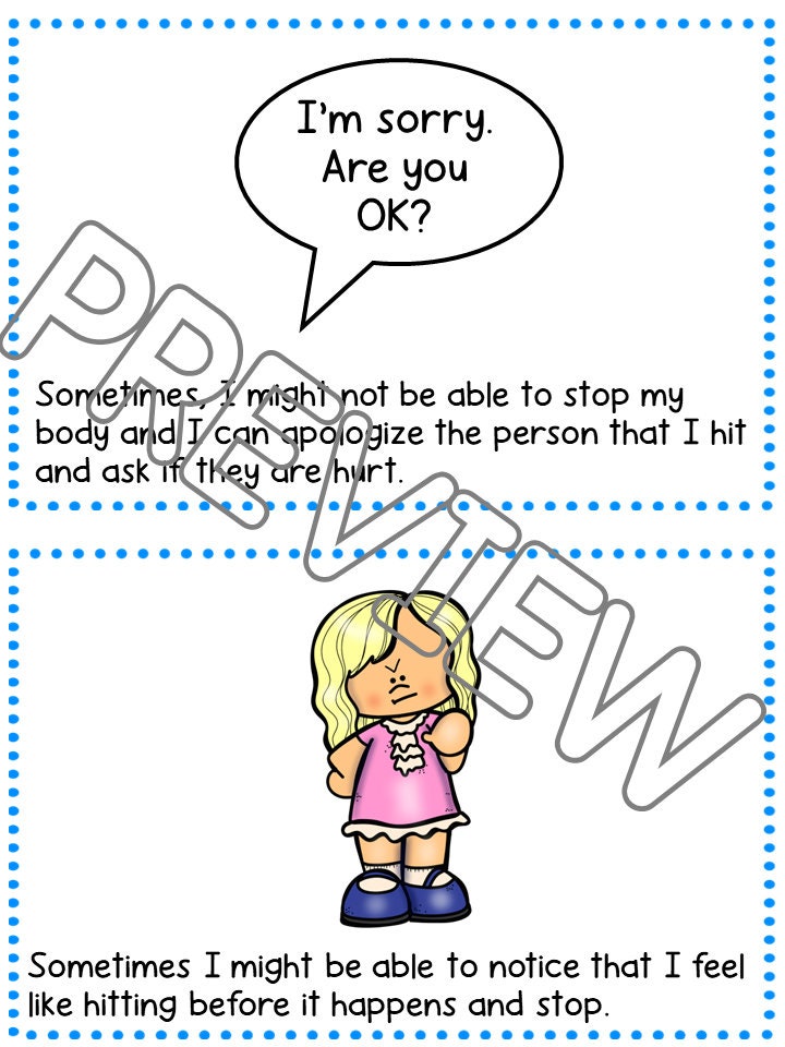 Hitting Social Skills Story Hitting Visuals Safety Story No - Etsy ...