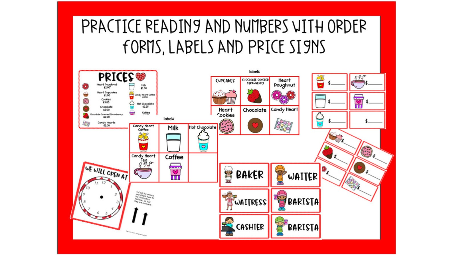 Valentine's Day Dramatic Play Set, Heart Cafe Play, Pretend Play Coffee ...